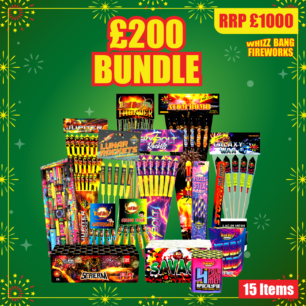 £200 Bundle | 15 Firework Pre-Made Bundle | WhizzBang Fireworks