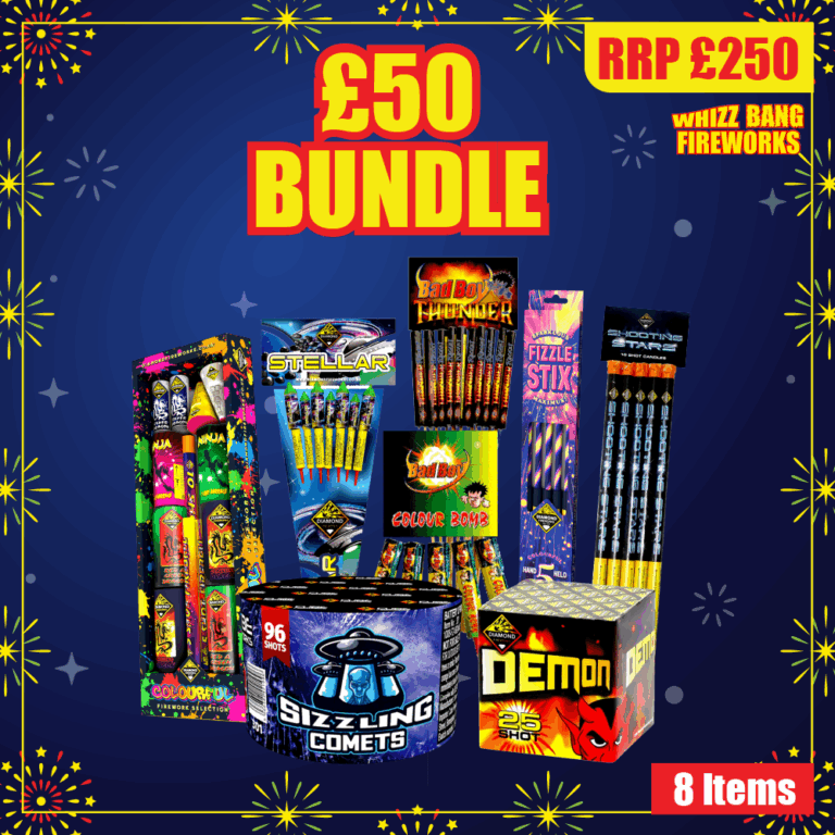 £50 Bundle | 8 Firework Pre-Made Bundle | WhizzBang Fireworks