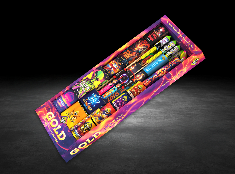 Gold | 30 Piece Selection Box | Diamond Fireworks